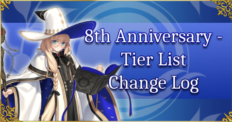 8th Anniversary - Tier List Change Log - Fate/Grand Order Wiki - GamePress